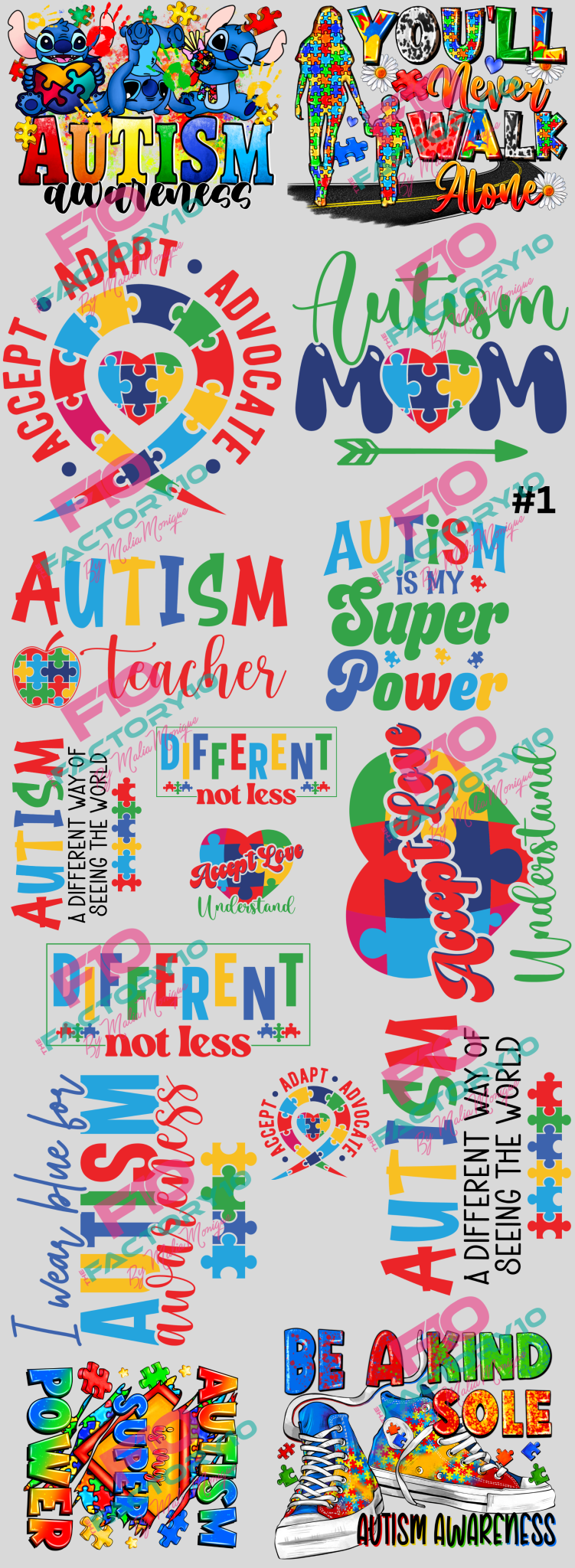 Autism Awareness Premade Gang Sheet - The Factory 10